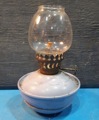 Vintage Miniature Oil Lamp With Single Burner Chimney | #23688805