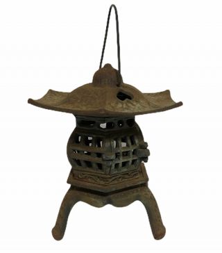 Vintage Cast Iron Pagoda Lantern Japanese Asian Tea Candle Garden ...