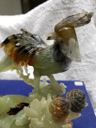 INCREDIBLE DETAIL 100 Hand Carved Chinese JADE Birds Sculpture W/ Wood ...