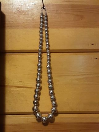 Vintage Navajo Pearls Sterling Silver Ball Bead Necklace | #24442261