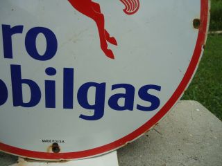 VINTAGE MOBILGAS AERO PORCELAIN GAS STATION PUMP SIGN MOBIL MOBILOIL ...