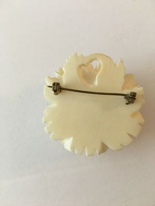 Antique Vintage Hand Carved Ivory Rose Brooch Pin | #24917767