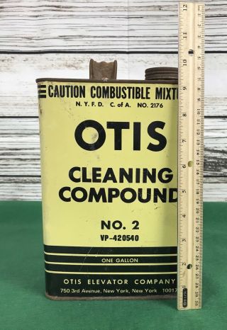 Vintage Otis Elevator Empty 1 Gallon Cleaning Compound Advertising Oil ...
