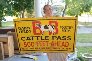 Large Vintage BB Cattle Pass Cow Pig Chicken Feed Farm Gas Oil 36 ...