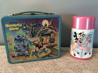 VINTAGE 1970s Walt Disney World MAGIC KINGDOM Theme Park Metal Lunch ...