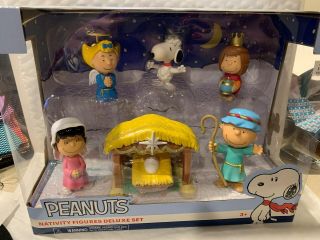 PEANUTS CHARLIE BROWN NATIVITY FIGURES DELUXE SET CHRISTMAS PAGEANT 7 ...