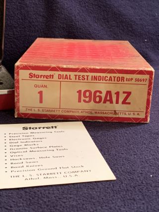 Starrett No. 196 Test Dial Indicator Set Vintage Machinist Tools Case ...
