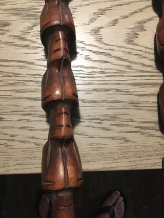 Vintage 40 " Tall Wood Carved Tiki Totem Fork & Spoon Wall Hanging ...