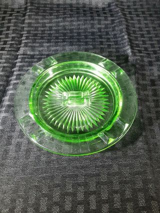 Vintage Hazel Atlas Green Depression Glass Uranium Ashtray W Match ...