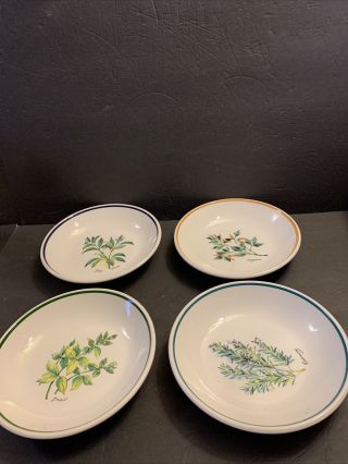 Over And Back Italy 4 Pasta Bowls Rosemary Basil Cayenne Bay Herb ...